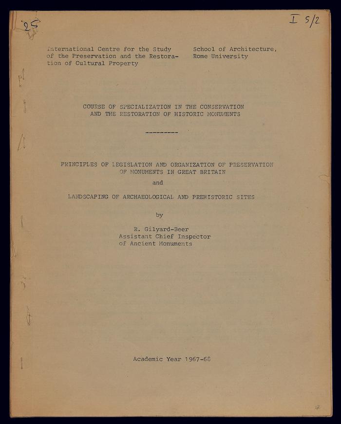 Principles of Legislation and Organization of Preservation of Monuments ...