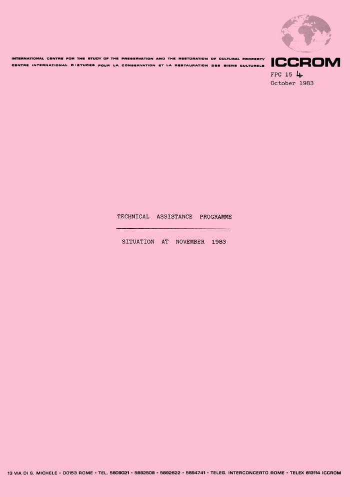Programme d'assistance technique. Situation en novembre 1983